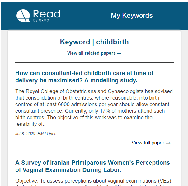 Stay ahead of the latest journal articles with Read by QxMD ...