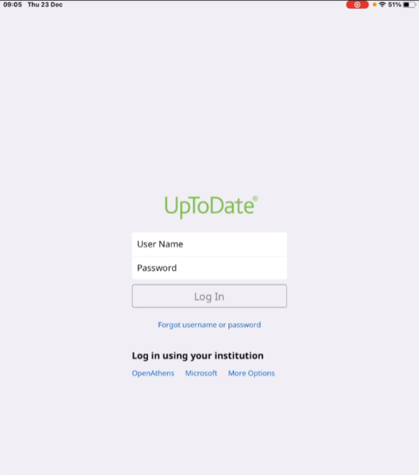 UpToDate login screen – Shrewsbury and Telford Health Libraries